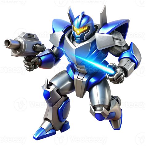 Vibrant Classic A Powerful Mecha Designed With Sleek Silver And Blue