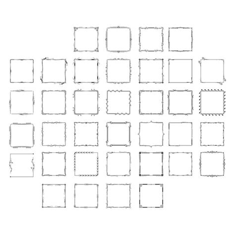 Premium Vector Set Black Simple Line Frame Collection Doodle Square