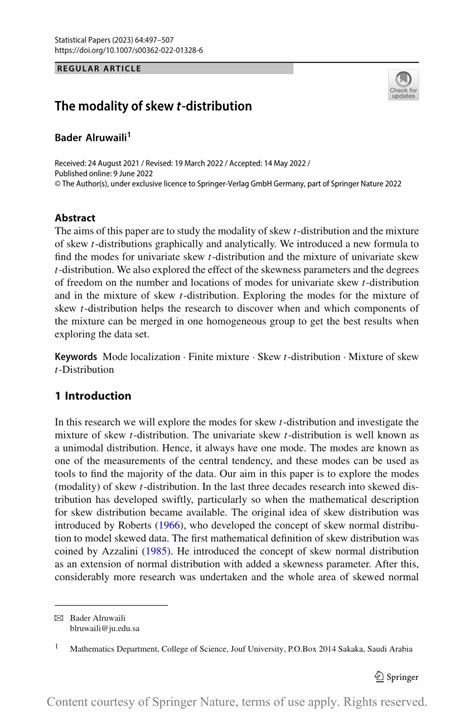 The Modality Of Skew T Distribution