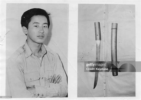 Portrait Of Japanese Ultranationalist Otoya Yamaguchi With A Picture