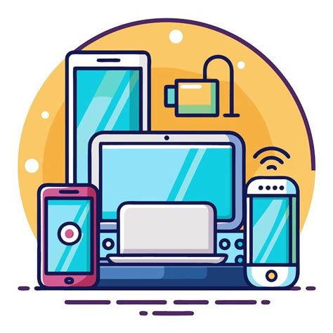 Illustration Of Electronic Devices Laptop Smartphone Tablet And