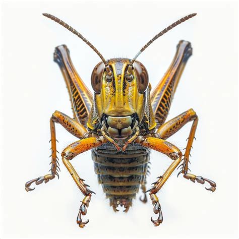 Closeup Grasshopper Photo With Textured Body Delicate Legs Premium Ai