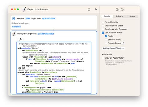 Convert Pages Numbers And Keys To Ms Formats Applescript Mac Os X