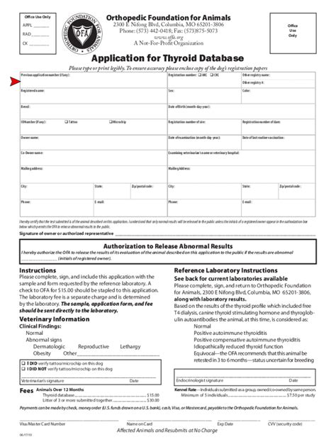 Fillable Online 2020 2024 Form Ofa Application For Thyroid Database Fill Fax Email Print