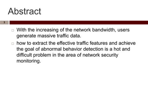 Traffic Features Extraction And Clustering Analysis For Abnormal Behavior Detection Pptx