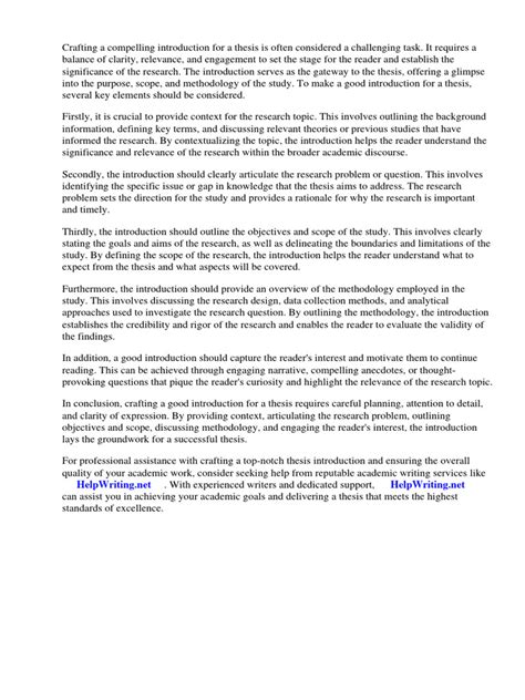 How To Make A Good Introduction For A Thesis Pdf Essays Thesis