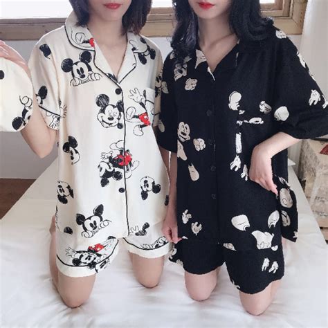 디즈니 미키 마우스 순면 잠옷 디즈니 반팔 반바지 여름 파자마 위시버킷