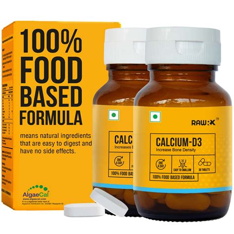 Buy Rawrx Plant Based Calcium Tablets With Vitamin C And D3 30 Tablets