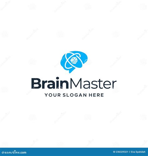 Minimalist Brainmaster Dice Tech Mind Logo Design Stock Vector