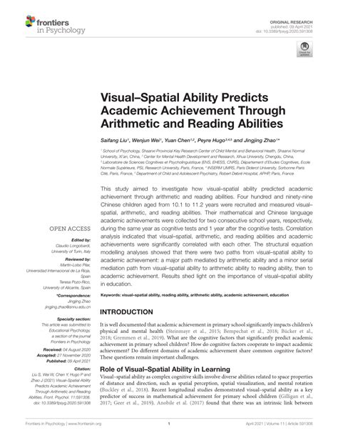 Pdf Visualspatial Ability Predicts Academic Achievement Through