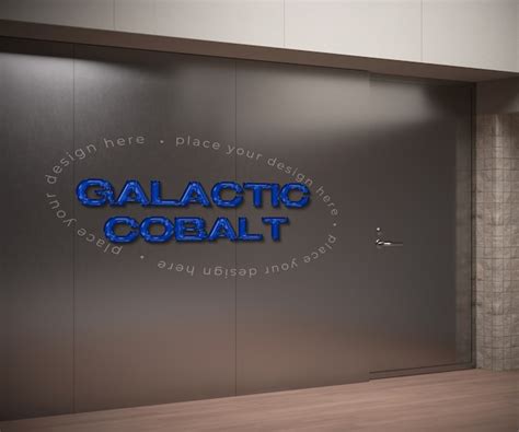 Premium Psd Galactic Cobalt Logo Effect Mockup On Office Wall