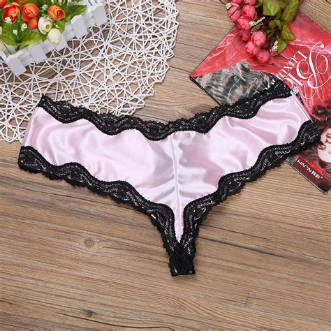 Mens Sissy Panties Lingerie Gay Male Satin Lace Crossdress Underwear