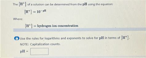 Solved The H Of A Solution Can Be Determined From The Ph Chegg Com