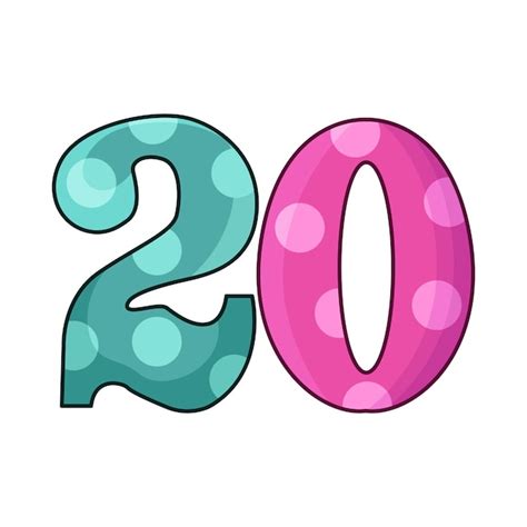 A Clipart Image Featuring The Numbers 20 With A Playful Design The