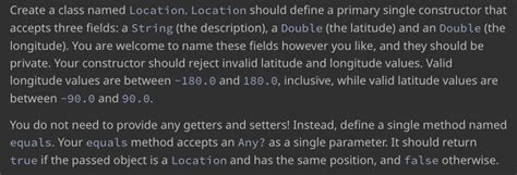 solved create a class named location location should define