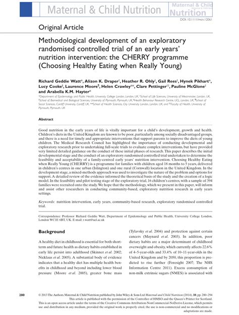 Pdf Methodological Development Of An Exploratory Randomised