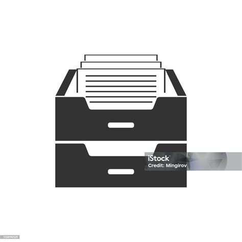 고립 된 문서 아이콘 서랍 보관 서류 서랍 파일 캐비넷 서랍 사무용 가구 평면 디자인입니다 벡터 일러스트 가구에 대한 스톡 벡터 아트 및 기타 이미지 Istock