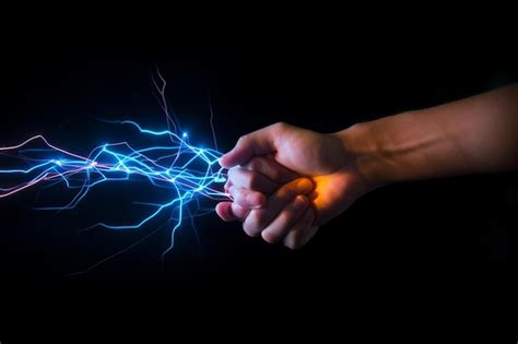 Handshake With Glowing Circuit Lines Premium Ai Generated Image