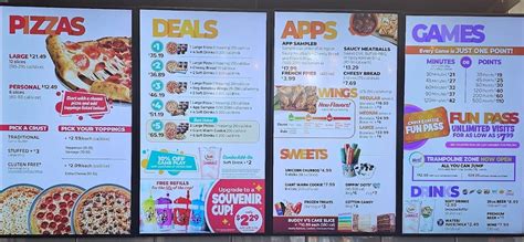 Menu At Chuck E Cheese Pizzeria Jacksonville Atlantic Blvd