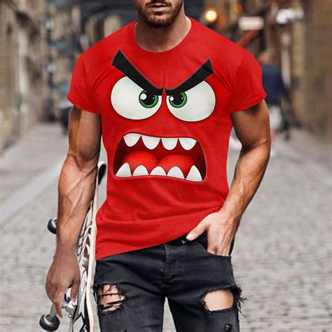 Lmoipli Mens Funny Cartoon Face Graphic T Shirt Short Sleeve Crew Neck
