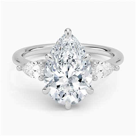 5 Carat Pear Lab Diamond Pear Trilogy Engagement Ring In 18k Whi