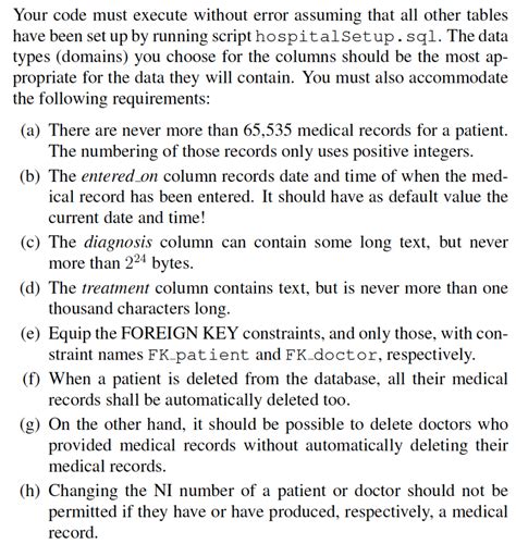 Solved 1 Write A Single Sql Statement To Set Up A Table
