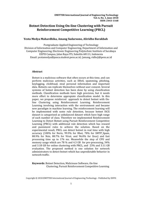 Pdf Botnet Detection Using On Line Clustering With Pursuit