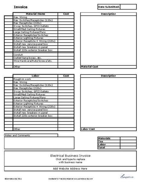 Electrical Service Invoice