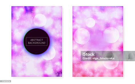 액체 패턴 추상 디자인 바이올렛 라이트 프리젠테이션 홀로그램 유체 반짝이는 컨셉 부드러운 멀티컬러 매거진 간단한 전단지 멤피스 도츠 보라색 액체 패턴 0명에 대한 스톡 벡터