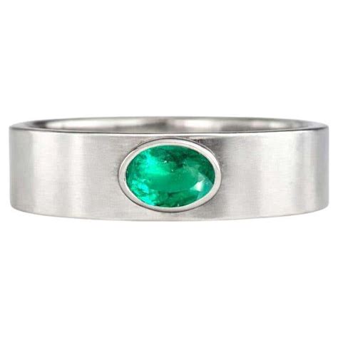 Customizable Emerald Solitaire Ring For Men Silver Gold For Sale At