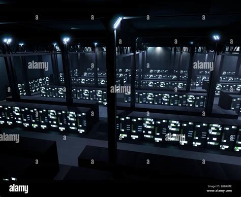 ai big data server room with racks used for global neural network and hardware information