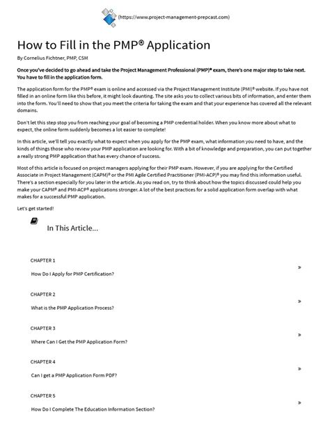 How To Fill In Your Pmp Application With Guide And Examples Download