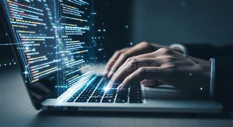 Coding On Laptop A Symphony Of Code Illuminating The Screen Agile