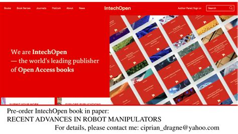 Pdf Preorder Intechopen Book Recent Advances In Robot Manipulators