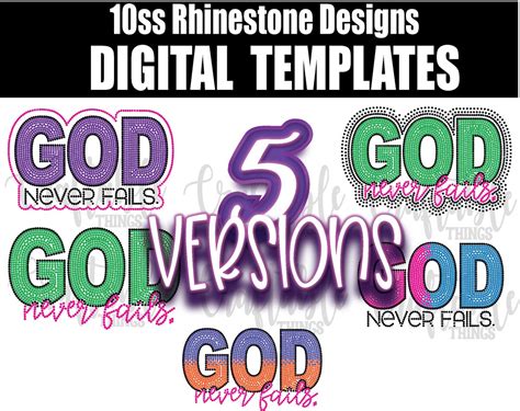god never fails bundle digital rhinestone template ss10 hotfix