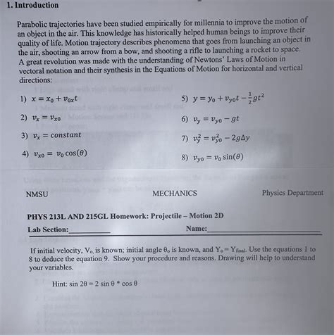 If initial velocity V is known initial angle θ Chegg