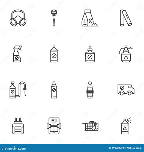 Pest Control Line Icons Set Stock Vector Illustration Of Elements