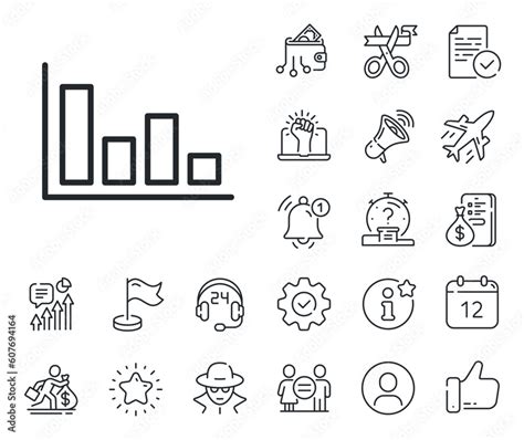 Financial Graph Sign Salaryman Gender Equality And Alert Bell Outline