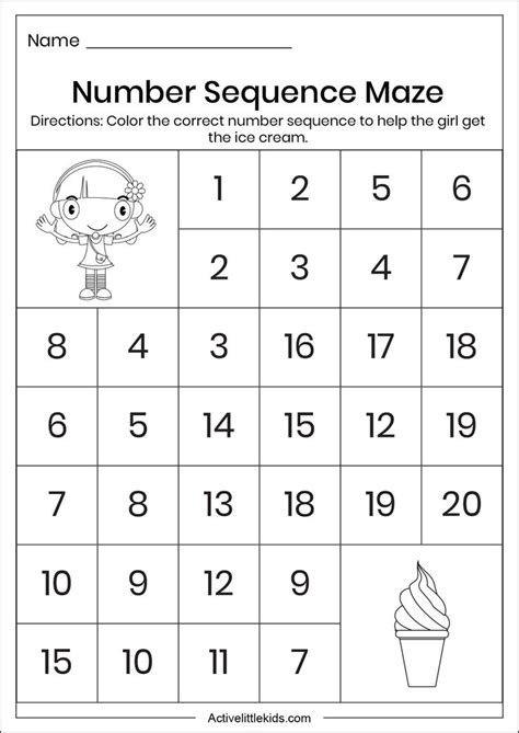 Number Sequence Maze Worksheet Summer Math Worksheets Kindergarten Summer Worksheets Math