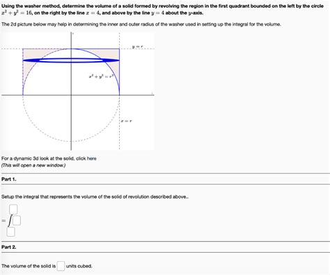 solved using the washer method determine the volume of a