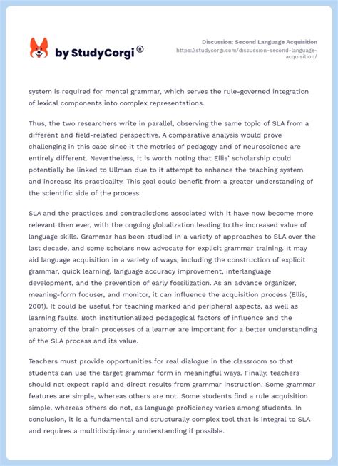 Discussion Second Language Acquisition Free Essay Example