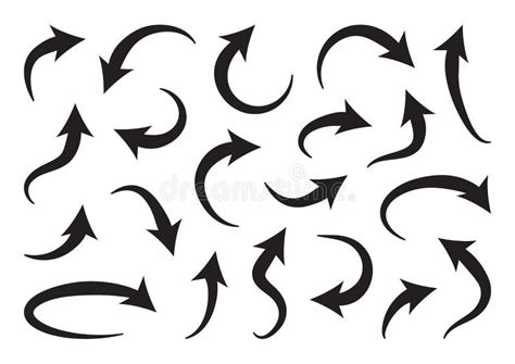 Set Of Different Curve Arrows Black Collection Vector Stock Illustration Illustration Of
