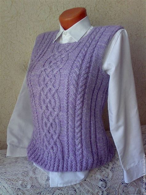 Жилетка женская спицами с V образным вырезом схема и описание