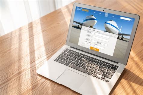 Online Flight Booking Website Provide Modish Reservation System Stock