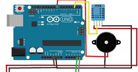 proyek arduino menggabungkan sensor dht11 lcd i2c dan buzzer untuk