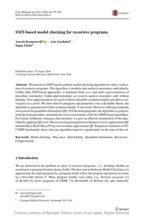 Smt Based Model Checking For Recursive Programs