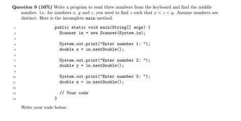 Solved Question Write A Program To Read Three Chegg
