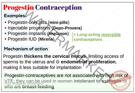 Progestin Contraception Medicine Keys For MRCPs