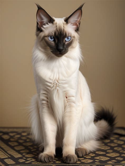 Elegant Long Haired Cat With Striking Blue Eyes Posing Gracefully
