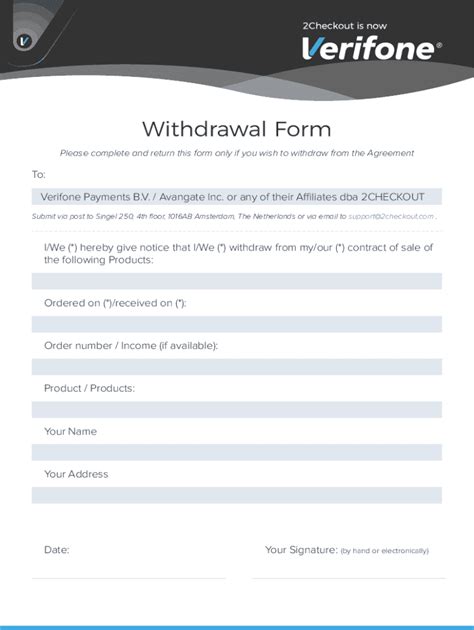 Fillable Online Payment Withdrawal Form Template Fax Email Print
